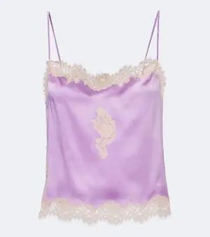 DÔEN Avelaine Lace-trimmed Silk Satin Camisole - Purple