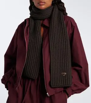 Prada Ribbed-knit Virgin Wool Scarf