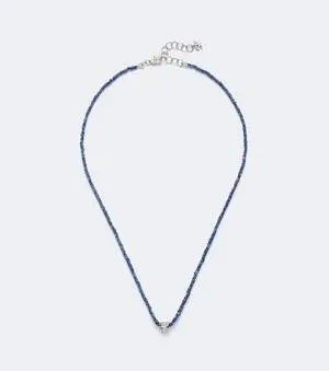 SUZANNE KALAN Infinite 18kt White Beaded Necklace With Sapphires And Diamonds - Blue