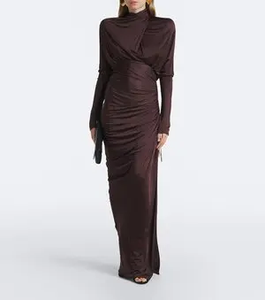 Balmain Draped Jersey Maxi Dress