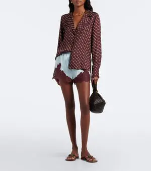DÔEN Iona Lace-trimmed Silk Satin Shorts