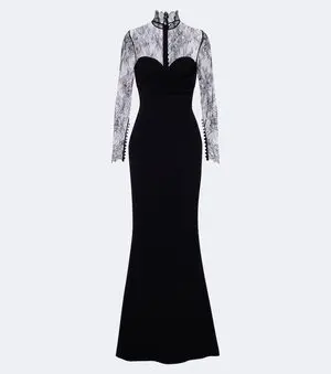 Elie Saab Lace-trimmed Cady Gown