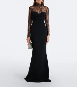 Elie Saab Lace-trimmed Cady Gown