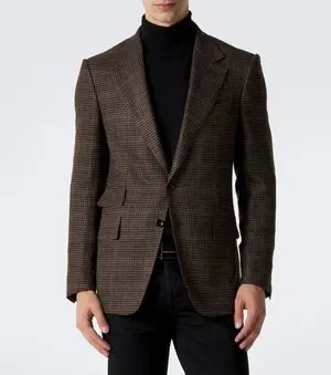 TOM FORD Houndstooth Wool, Silk, And Linen Blazer