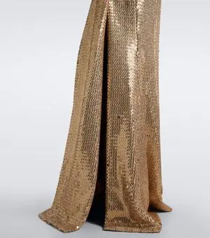 Elie Saab Draped Sequined Halterneck Gown