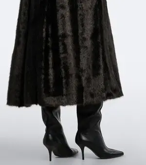 Magda Butrym Belted Leather-trimmed Coat