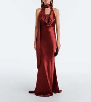 Retrofete Melly Satin Halterneck Gown