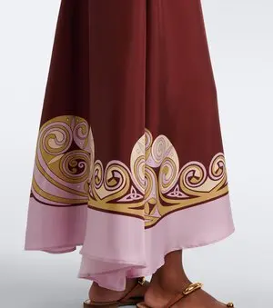 La DoubleJ Kells Swirl Silk Satin Maxi Dress