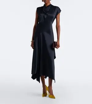 Victoria Beckham Draped Satin Midi Dress - Blue