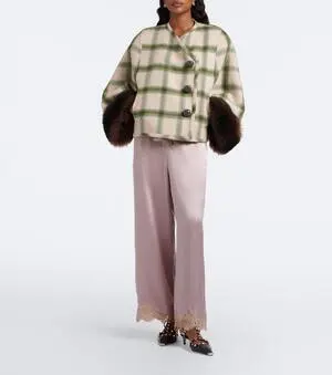 Valentino Garavani Plaid Shearling-trimmed Virgin Wool Jacket
