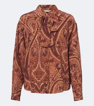 Ulla Johnson Lise Tie-neck Silk Crepe De Chine Blouse - Brown