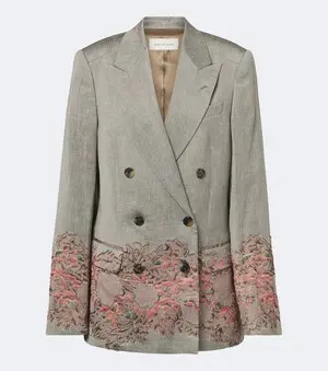 Dries Van Noten Embroidered Linen And Cotton-blend Blazer
