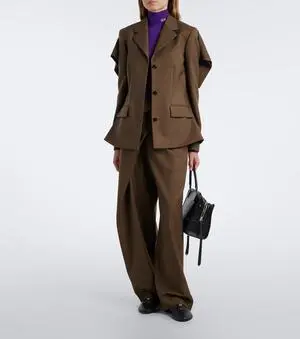 Loewe Draped Wool Wide-leg Pants