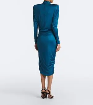 Balmain Gathered Jersey Midi Dress