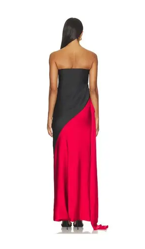 Norma Kamali Spliced Bias Strapless Gown With Bow In . Also