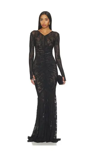 Norma Kamali Shirred Front Fishtail Gown In . Also