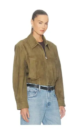 AGOLDE Nahla Cropped Suede Jacket In . Also
