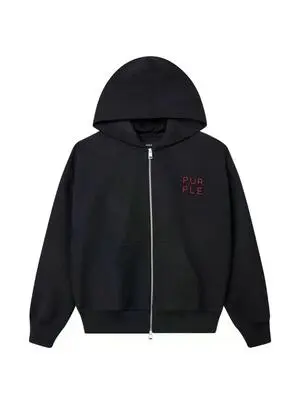 PURPLE BRAND Logo-embroidered Zip-up Hoodie