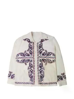 BAZISZT Memento Paisley-embroidered Shirt - Neutrals