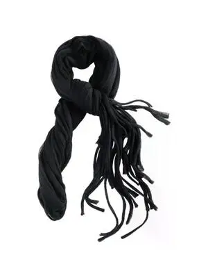 YEHUAFAN Fringed Cashmere Scarf - Black