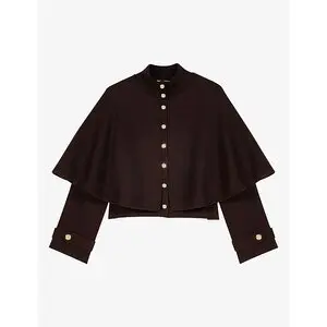 Maje Cape High-neck Wool-blend Cardigan - Black