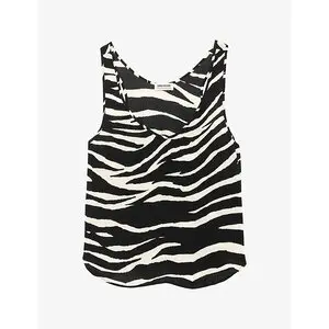 Zadig&Voltaire Tarys Printed Scoop-neck Satin Top - Black