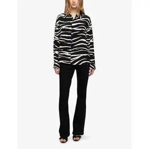 Zadig&Voltaire Tyrica Zebra-print Long-sleeve Satin Shirt