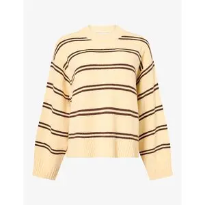REFORMATION Cove Oversized Stripe Cashmere Jumper - Parmesan