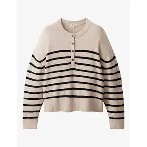 THE WHITE COMPANY Striped Button-placket Cotton-blend Jumper