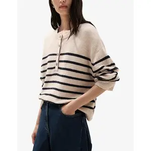 THE WHITE COMPANY Striped Button-placket Cotton-blend Jumper