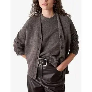 Whistles V-neck Long-sleeve Wool Cardigan