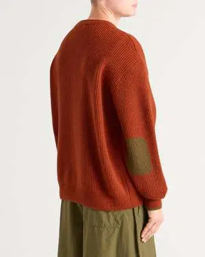 FRIZMWORKS Patch Round Pullover Knit In | Size: | Nylon/acrylic/wool | End Clothing - Brick
