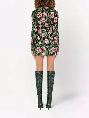Dolce & Gabbana Sequin-embellished Floral-patterned Mini Dress