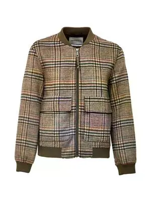 AMARANTO Prince Of Wales Check Bomber Jacket - Brown