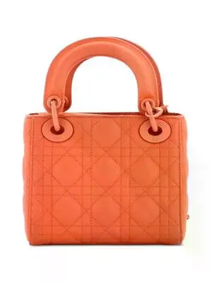 Dior Ultra Matte Lady Chain Bag Cannage Quilt Calfskin Mini Shoulder Bag - Orange