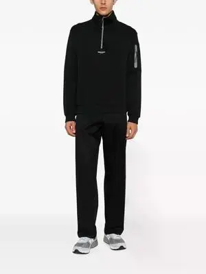 MURPHY&NYE Scrupper Quarter-zip Logo-print Sweatshirt - Black