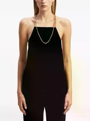 Palm Angels Chain-embellished Velvet Top