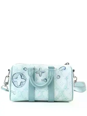 LOUIS VUITTON Keepall Bandouliere Bag Limited Edition Aquagarden Monogram Canvas 25 Crossbody Bag - Blue