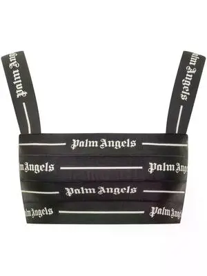 Palm Angels Logo-tape Crop Top - Black
