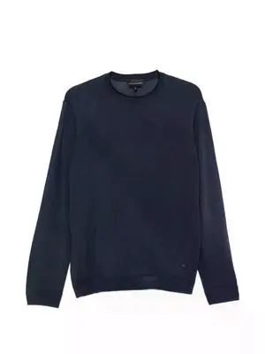 Emporio Armani Logo-patch Wool Sweater - Blue