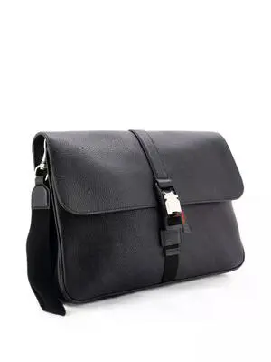 Gucci Web Buckle Wristlet Briefcase Leather Business Bag