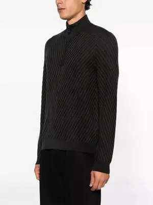 Emporio Armani Chevron-knit Half-zip Sweater
