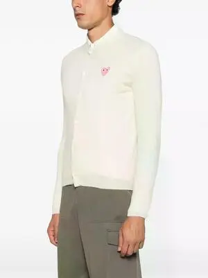 Play Comme Des Garcon Heart-patch Cardigan - Neutrals