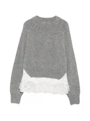 Ermanno Scervino Lace-trimmed Cropped Sweater