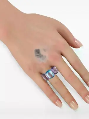 LB EXCLUSIVE Amethyst And Topaz Bypass Ring - Silver
