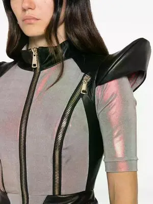 MITILIANE COUTURE Holographic-effect Zip-detail Mini Dress