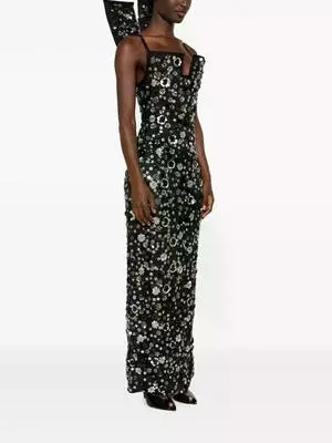 MITILIANE COUTURE Floral-embroidered Sequin-embellished Dress