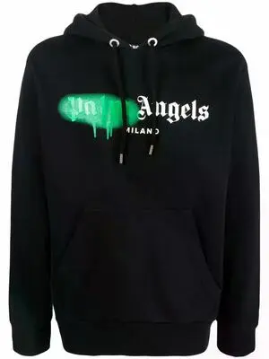 Palm Angels Milano Sprayed-logo Hoodie - Black