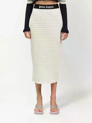 Palm Angels Logo-print Shirred Midi Skirt