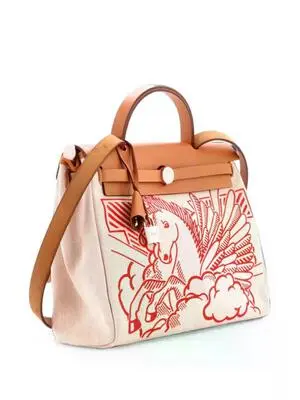 Hermès Herbag Zip Pegase Pop Toile And Leather 31 Shoulder Bag - Neutrals